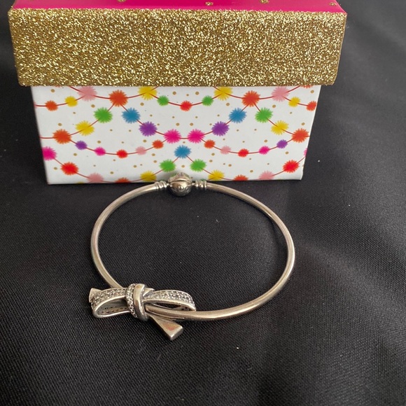 Pandora | Jewelry | Pandora Bangle Sterling 925 With Bow Charm In ...